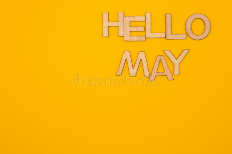 Hello may background stock image. Image of orange, poster - 358822749