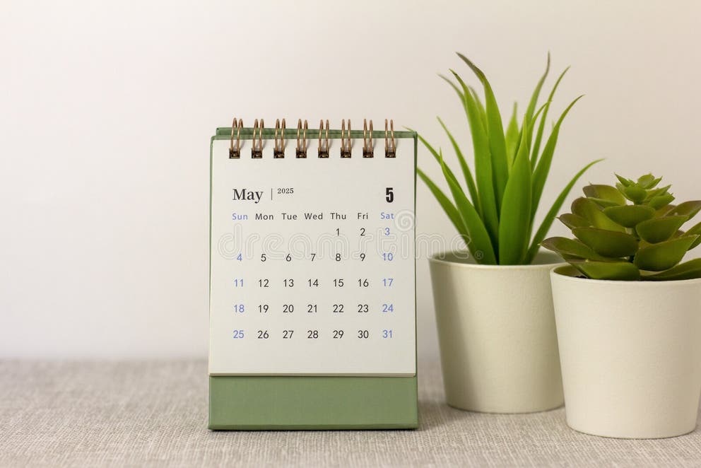 Hello May, Desk Calendar for Planning May 2025. Stock Image - Image of ...