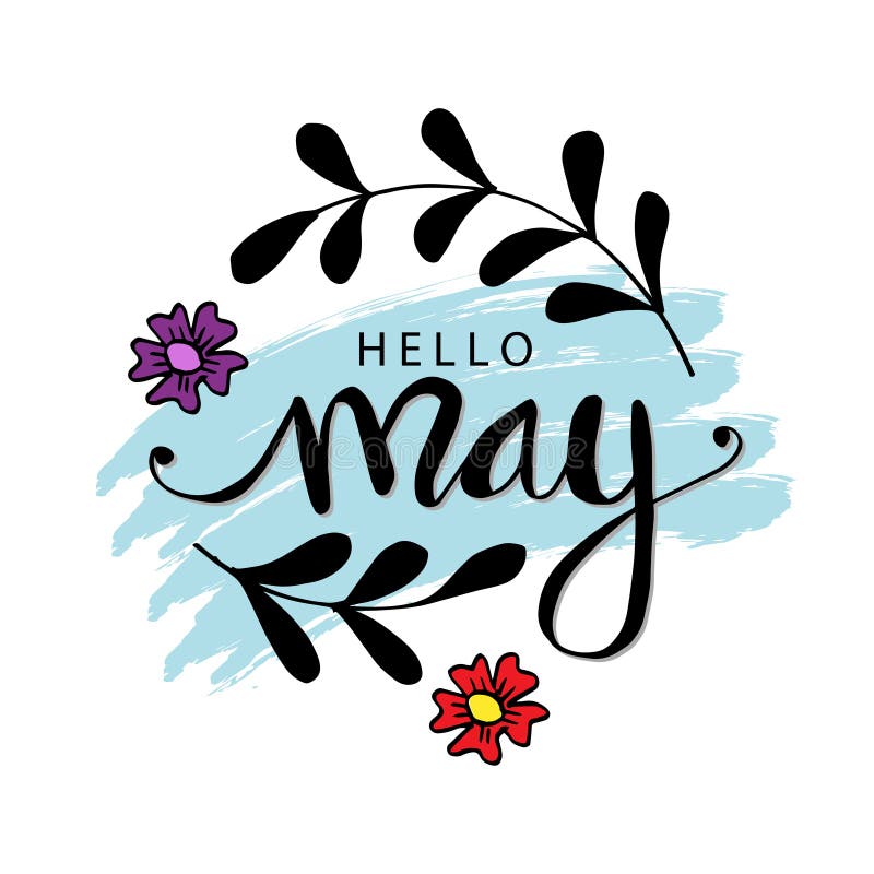 Hello May Hand Lettering Inscription Stock Vector - Illustration of ...