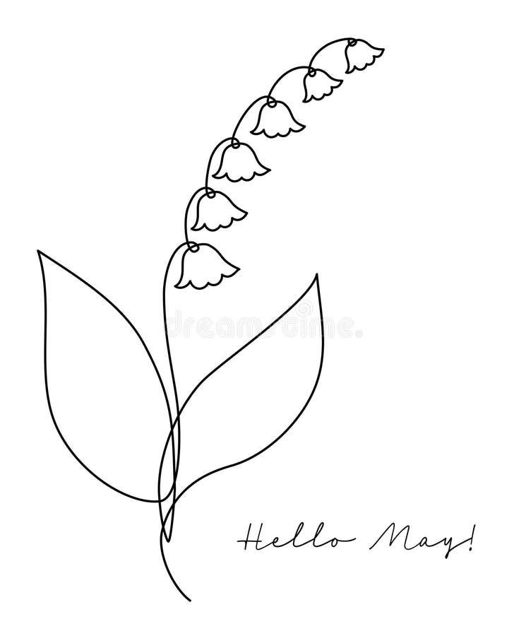 Hello May. Lily of the Valley. One Continuous Line Drawing. Minimalist ...
