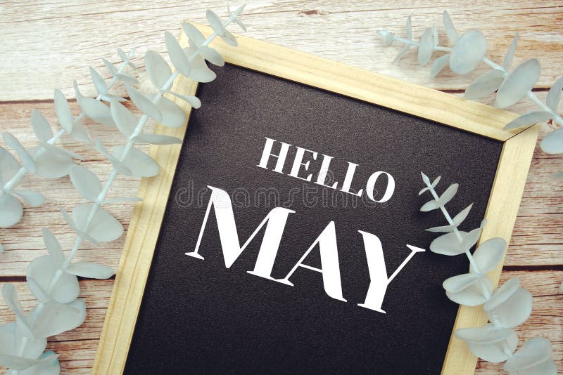 Hello May Typography Text on Blackboard Background Stock Photo - Image ...