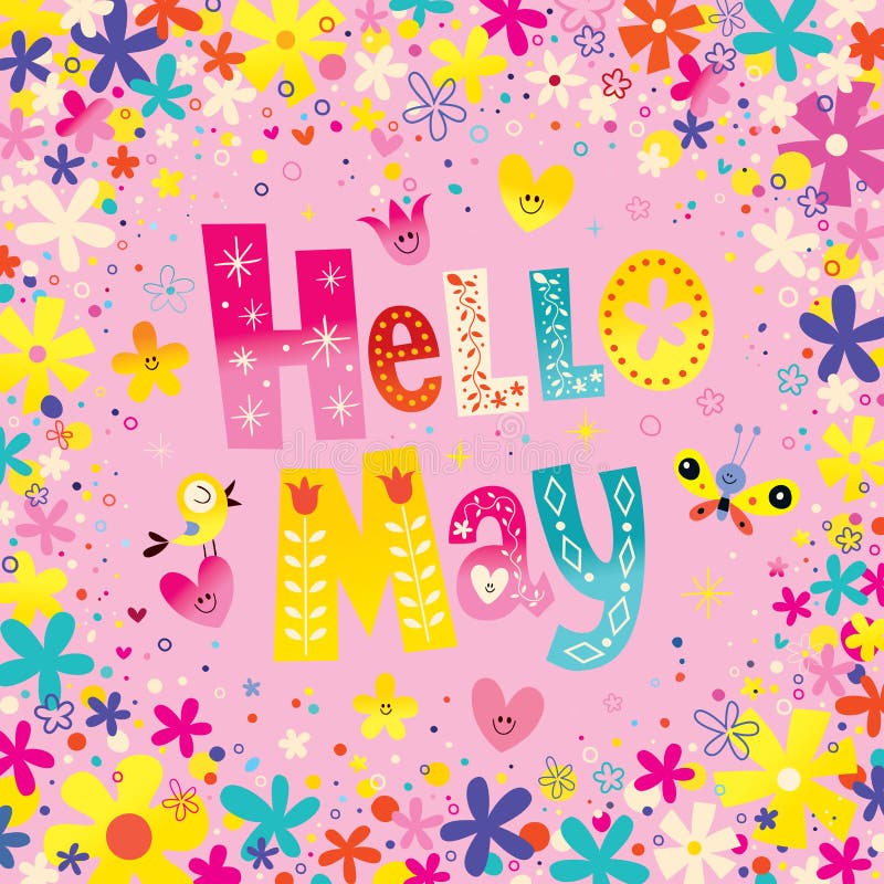 Hello May stock vector. Illustration of pink, love, graphic - 70785068