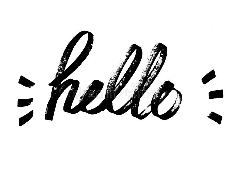 Hello - Modern calligraphy stock illustration. Illustration of white ...