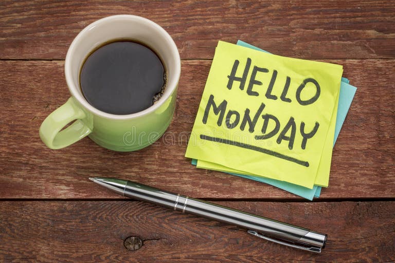 Hello Monday on Sticky Note Stock Photo - Image of work, start: 70946106