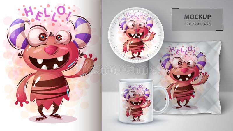 Hello Monster - Mockup for Your Idea Stock Vector - Illustration of ...