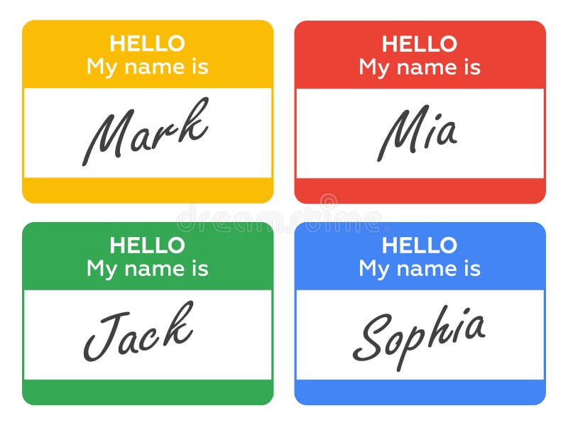 Hello My Name is... Introduction Cards, Labels and Badges Set. Stock ...