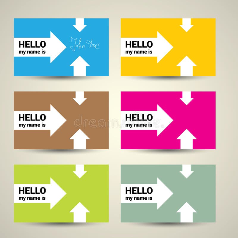 Hello My Name is. Name Tag Set Stock Vector - Illustration of printed ...