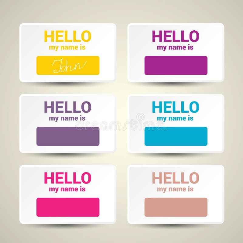 Hello My Name is. Name Tag Set Stock Vector - Illustration of printed ...