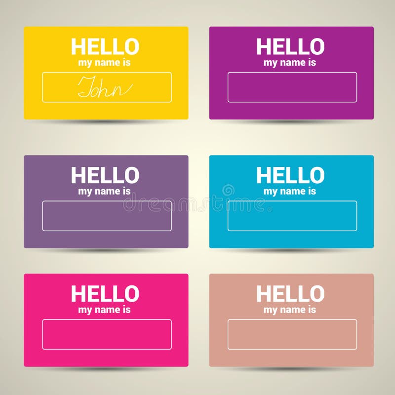 Hello My Name is. Name Tag Set Stock Vector - Illustration of printed ...