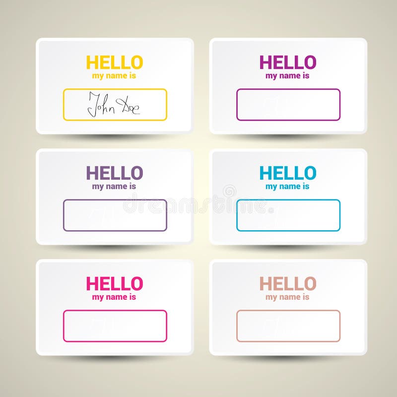 Hello My Name is. Name Tag Set Stock Vector - Illustration of logo ...