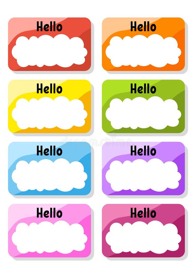 Hello Name Badge. Bright Stickers. Rectangular Label Stock Vector ...