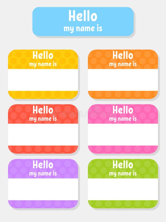 Hello Name Badge. Bright Stickers. Rectangular Label Stock Vector ...