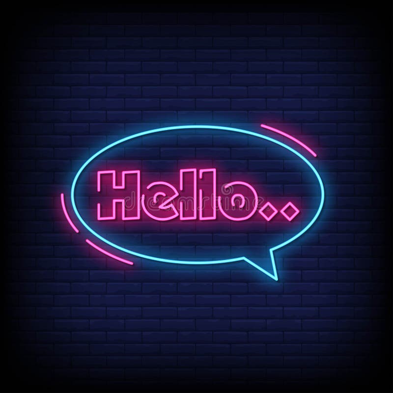 Hello Neon Signs Style Text Vector Stock Vector - Illustration of ...