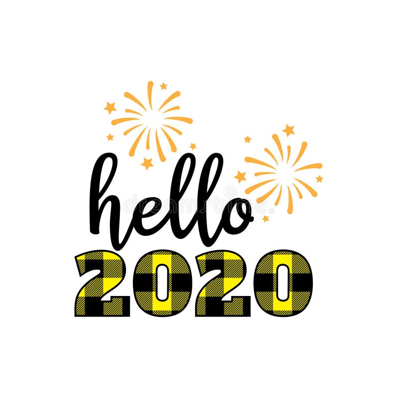 Hello 2020 New Year Theme with Sparkle of Firework Vector Banner Design ...