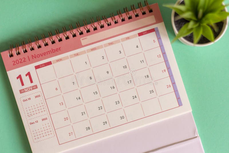 Hello, November.Calendar for November 2022 on a Green Background Stock ...