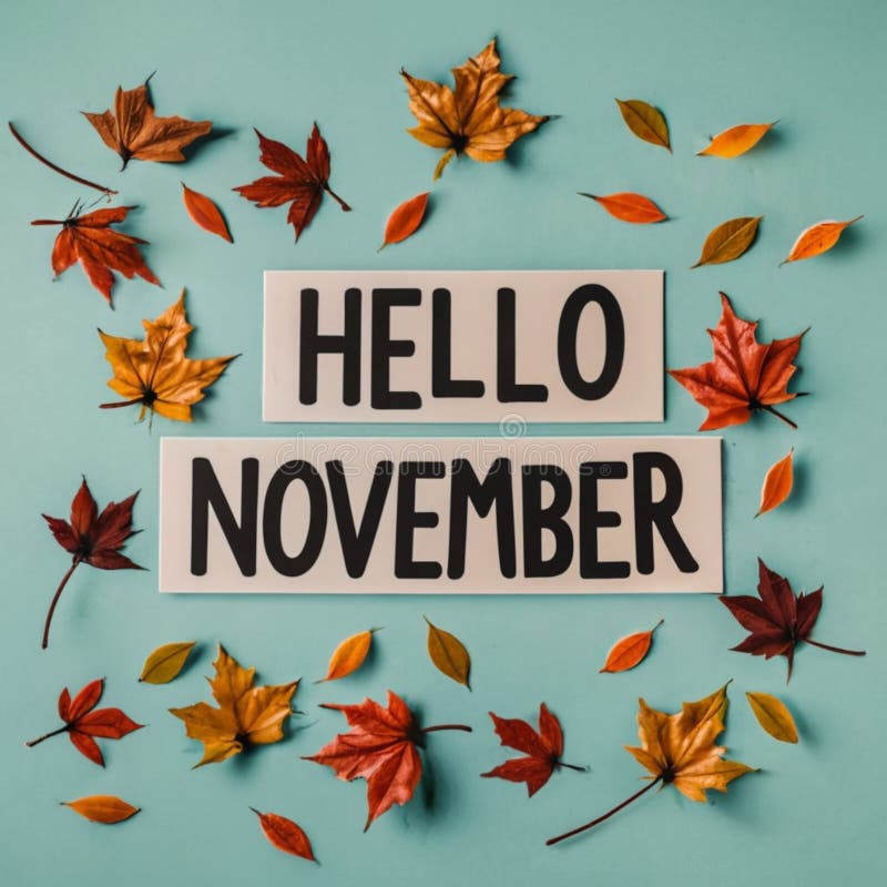 Hello November Greeting Card Stock Illustration - Illustration of leaves, greeting: 295744031