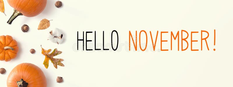Hello November Message with Autumn Pumpkins Stock Illustration ...