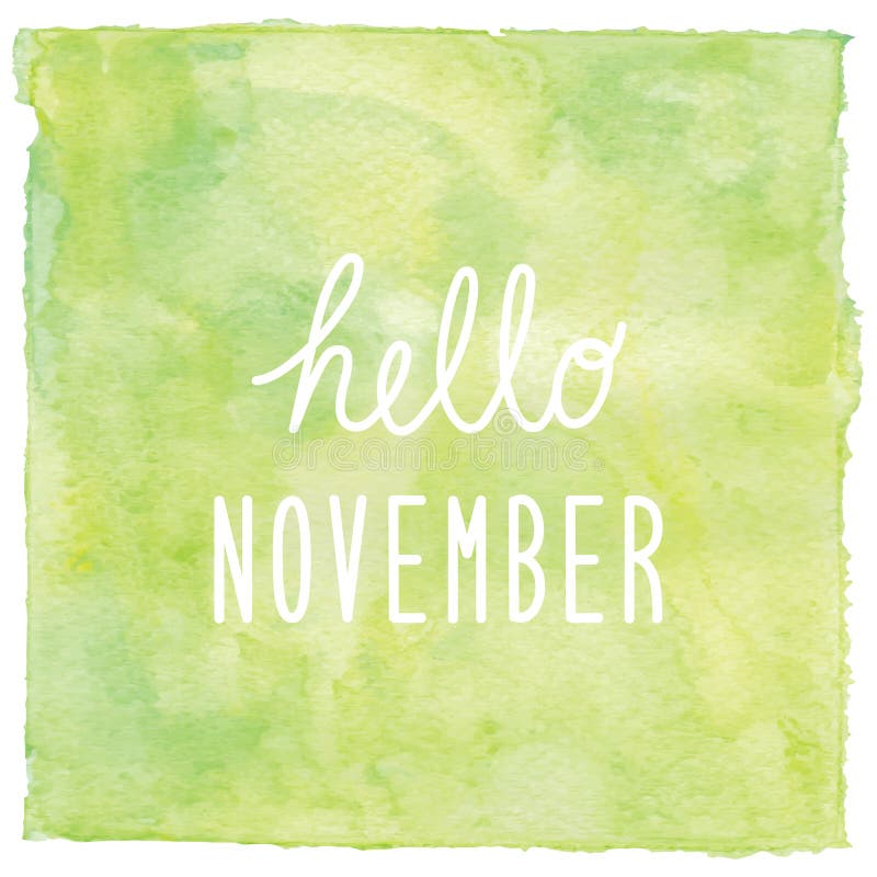 Hello November Text On Blue And Purple Watercolor Background Stock ...