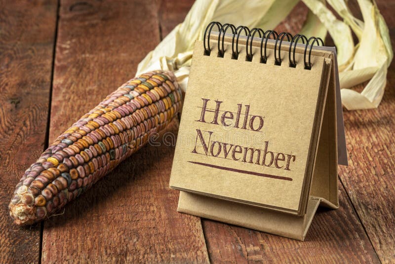 Hello November. Cozy Autumn Still Life: Cup And Opened Book On Vintage ...