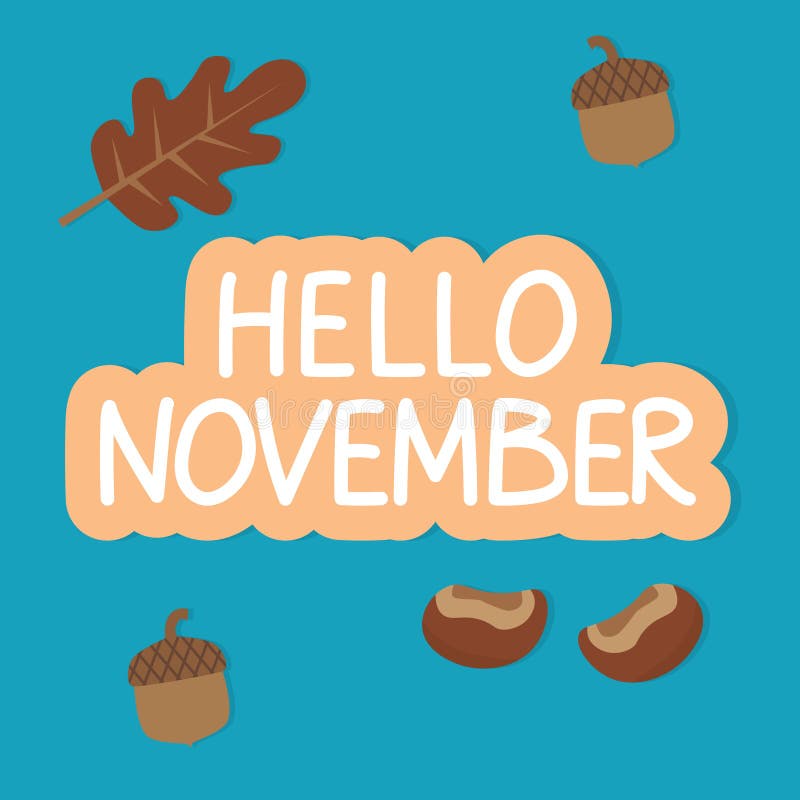 Hello November Word Concept, Autumn Icons Composition Stock Vector ...
