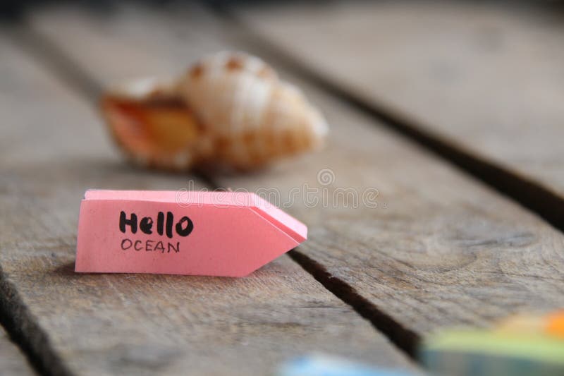 Hello Ocean Greeting Text. Beach Concept. Stock Photo - Image of text ...