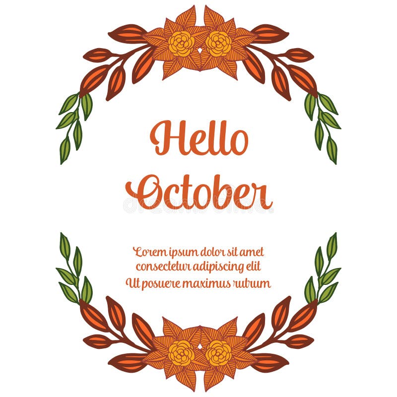 Hello October, with Design Leaf Flower Frame Background. Vector Stock ...