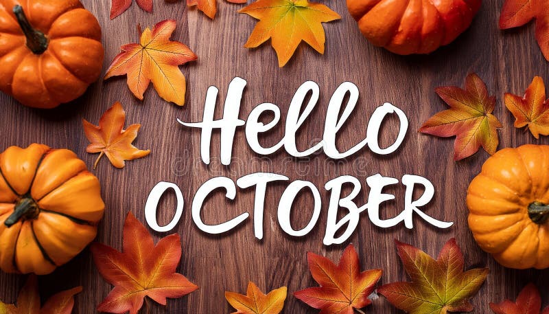 Hello October Greeting Card Stock Illustration - Illustration of month ...
