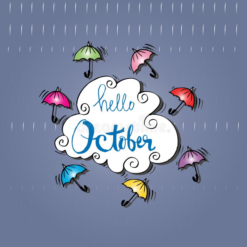 Hello october. stock vector. Illustration of season, pink - 99204532