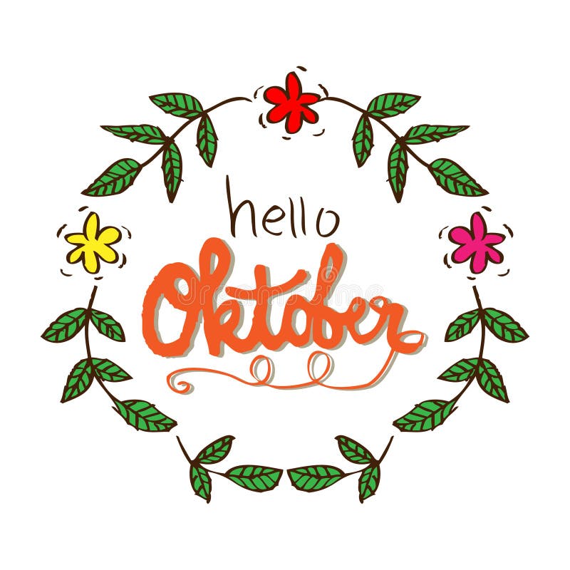 Hello October stock illustration. Illustration of herb - 99102123
