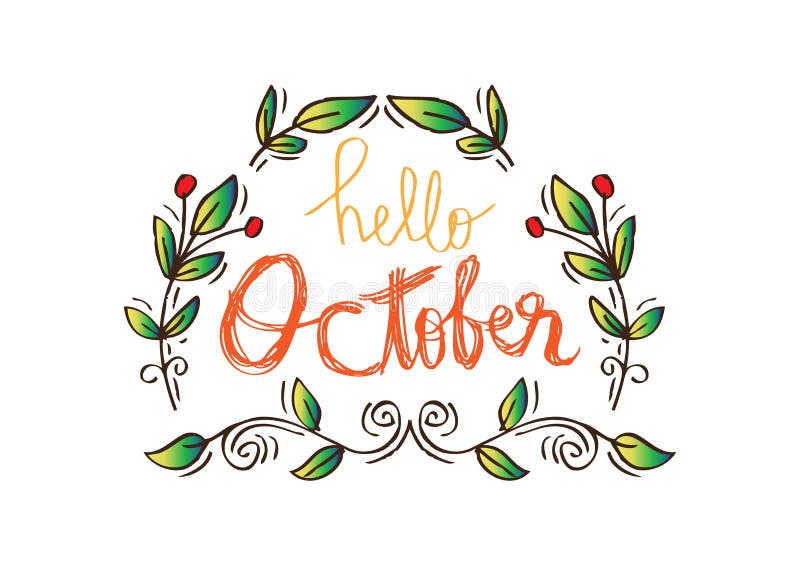Hello october. stock vector. Illustration of season, pink - 99204532