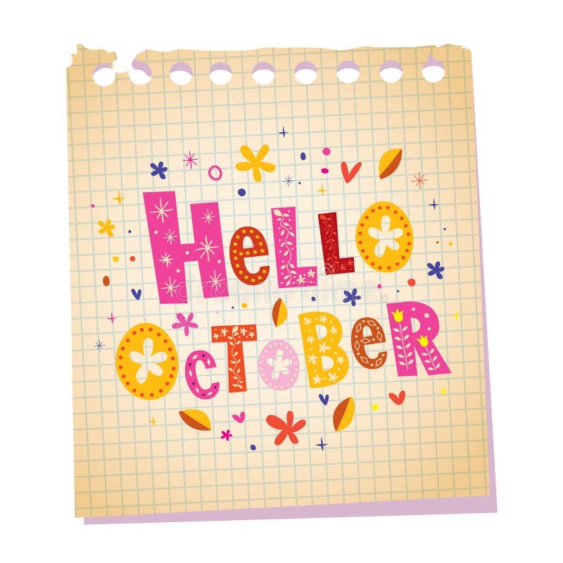 Hello October Greeting Card. Stock Vector - Illustration of celebration ...