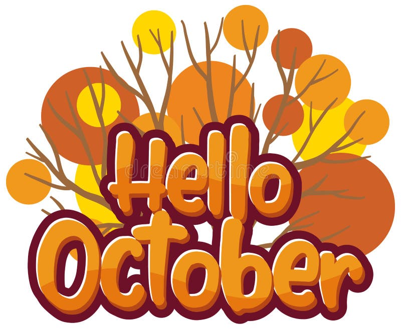 Hello October with Ornate of Autumn Leaves Stock Vector - Illustration ...