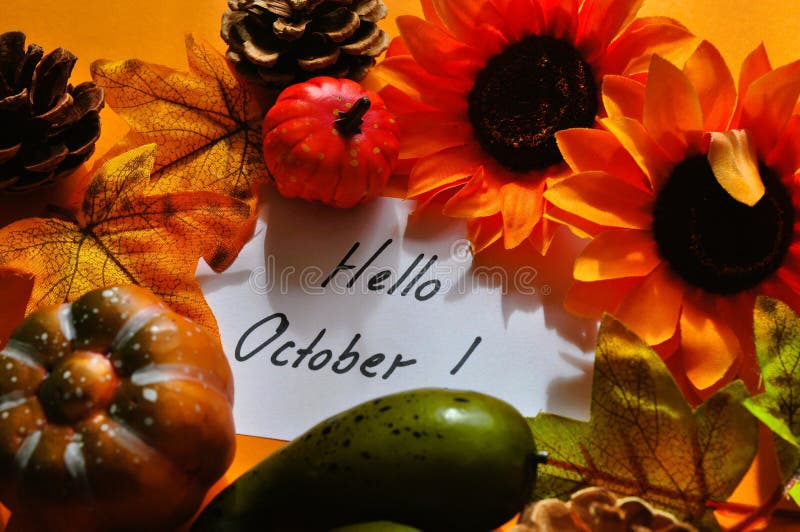 Hello October Gift Card Background Stock Image - Image of gift, plant ...