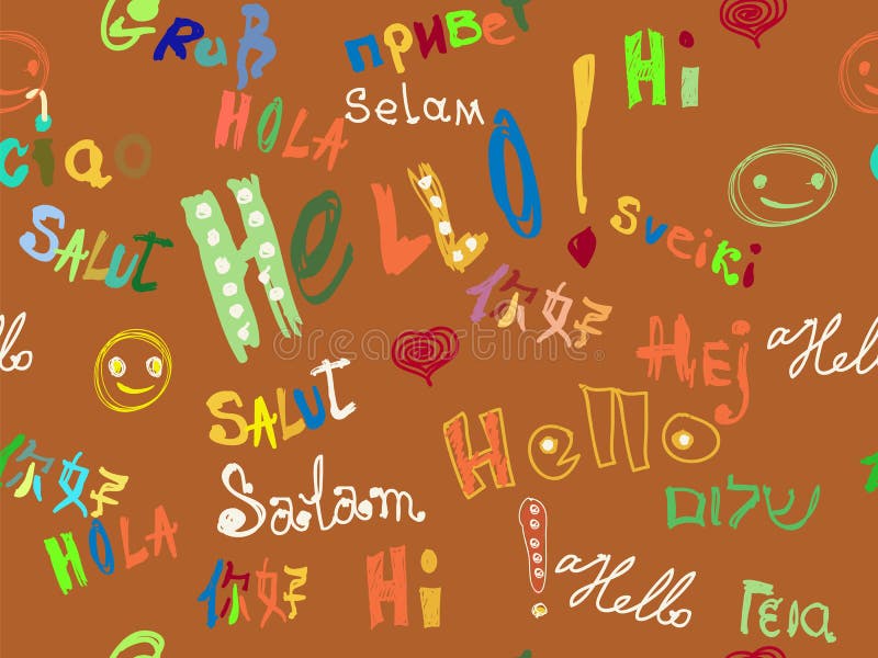 Hello and Hi Background stock vector. Illustration of seamless - 116947225