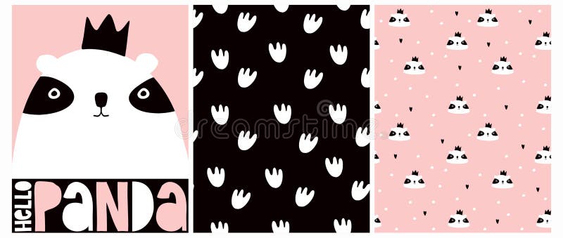Hello Panda. Vector Illustration with Cute Hand Drawn Panda Bear. Stock ...