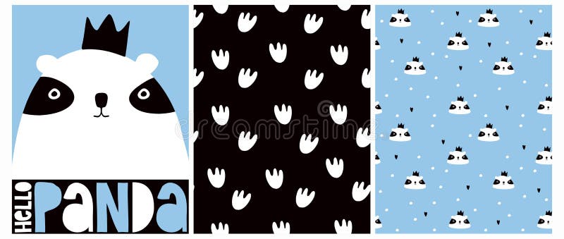 Hello Panda. Vector Illustration with Cute Hand Drawn Panda Bear Stock ...