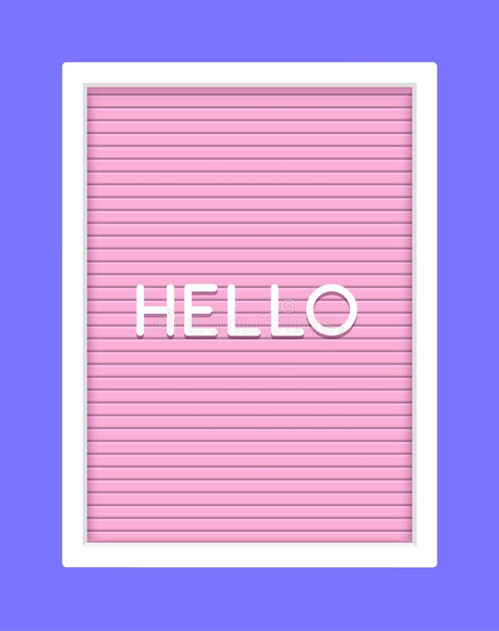 Hello Pink Letter Board Vector Background. Letterboard Pink Type Retro ...