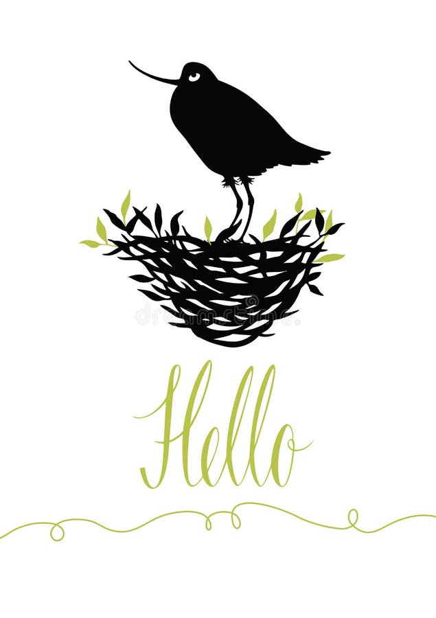 Hello postcard with bird stock vector. Illustration of greeting - 40597407