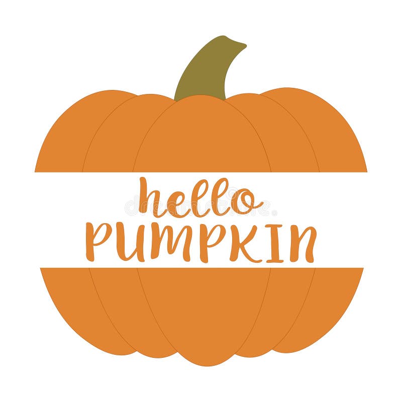 Hello Pumpkin Lettering Autumn Leaves Vector Illustration Stock ...