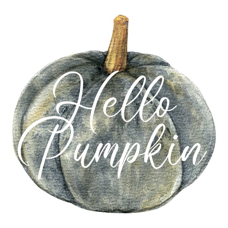 Hello Pumpkin Lettering Autumn Leaves Vector Illustration Stock ...
