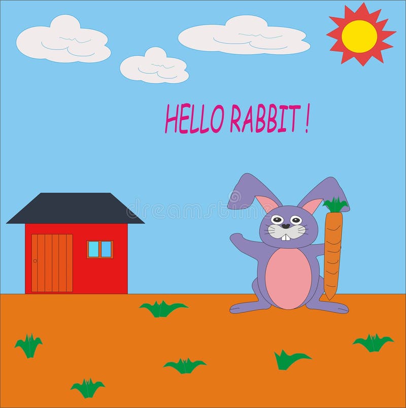 Hello, rabbit stock vector. Illustration of graphic, invitation - 76550378
