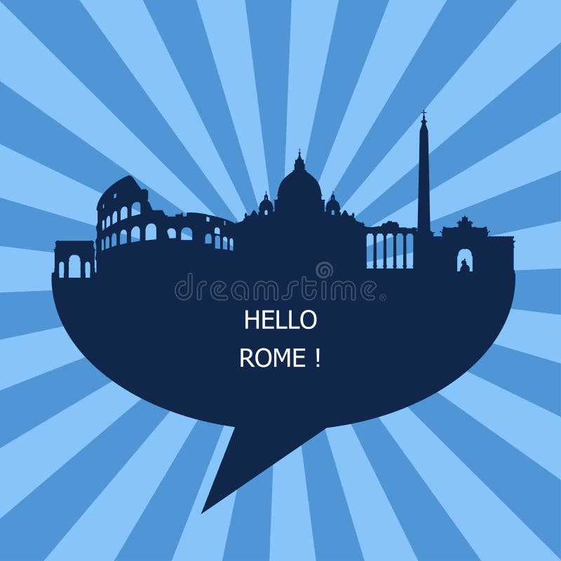 The Hello Rome Emblem, Travel To Italy Stock Vector - Illustration of ...