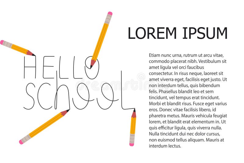 Hello School Background with Writing Pencils Vector Illustration Stock ...