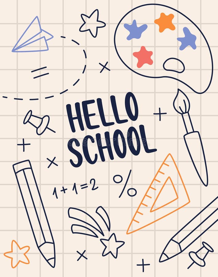 Hello School Friends Sticker Isolated on White Stock Vector ...