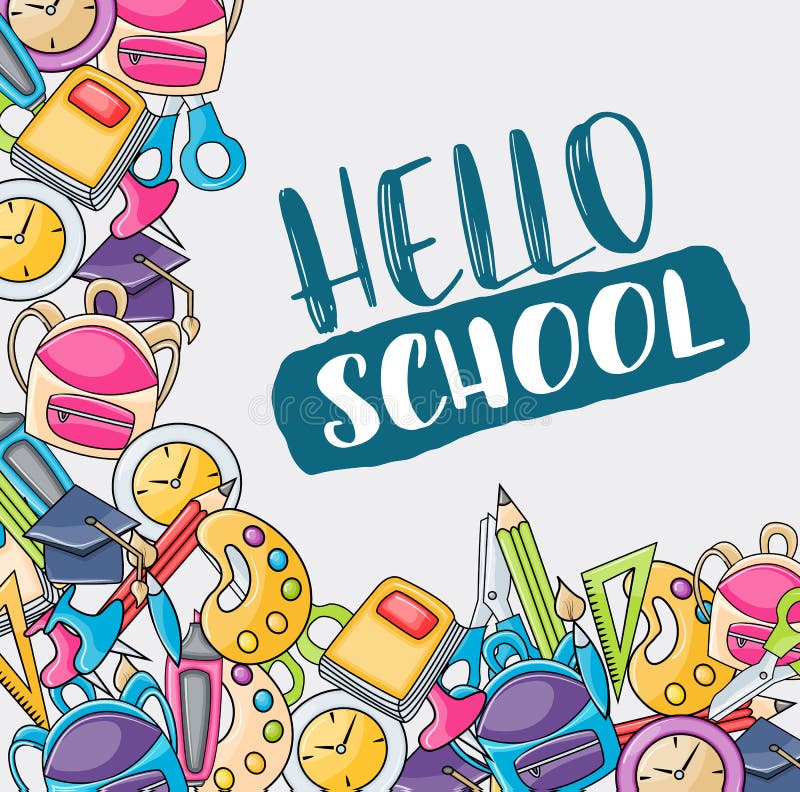 Hello School Friends Sticker Isolated on White Stock Vector ...
