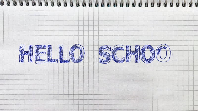 Hello School. Illustration on a Notebook Page in a Cell Stock Video ...