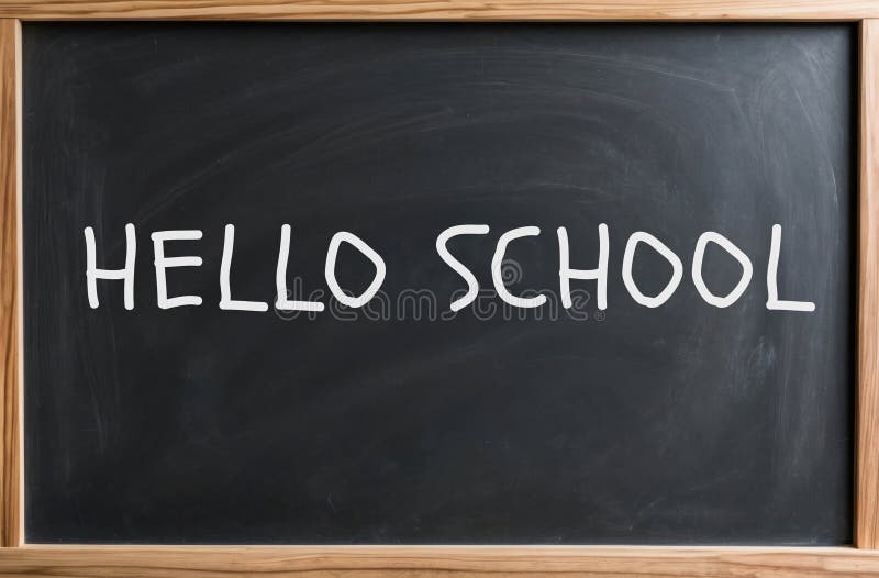 HELLO SCHOOL Inscription Text Words on the Blackboard Stock ...