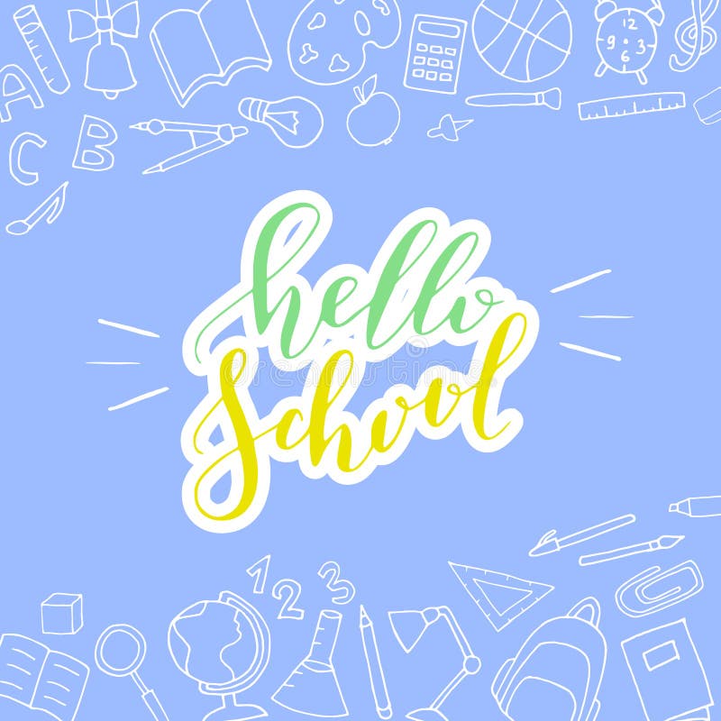 Hello school. stock vector. Illustration of graphic - 122303967