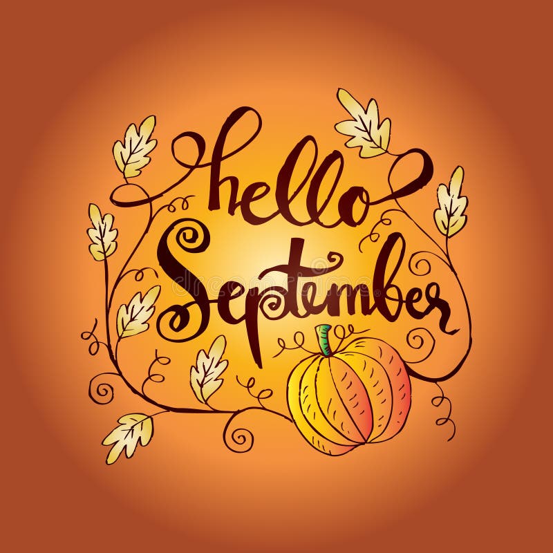 Hello September stock illustratie. Illustration of najaar - 97489007
