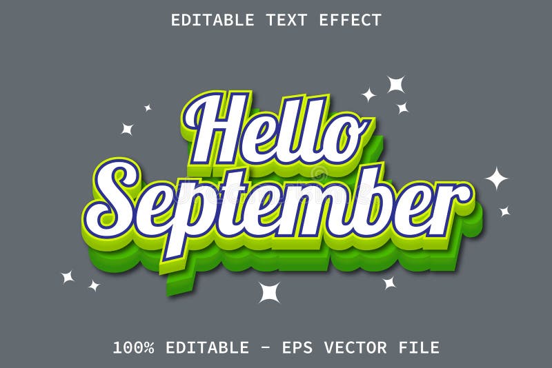 Hello September with Cartoon Emboss Style Editable Text Effect Stock ...
